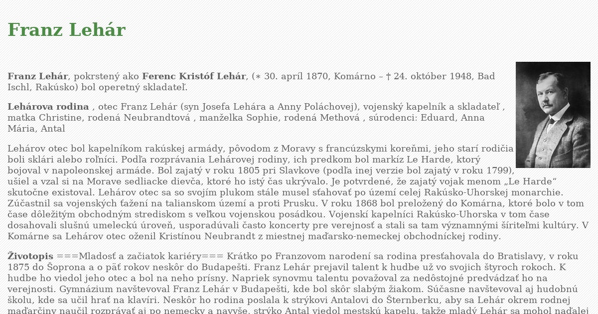 Franz Lehár - ε epsilon