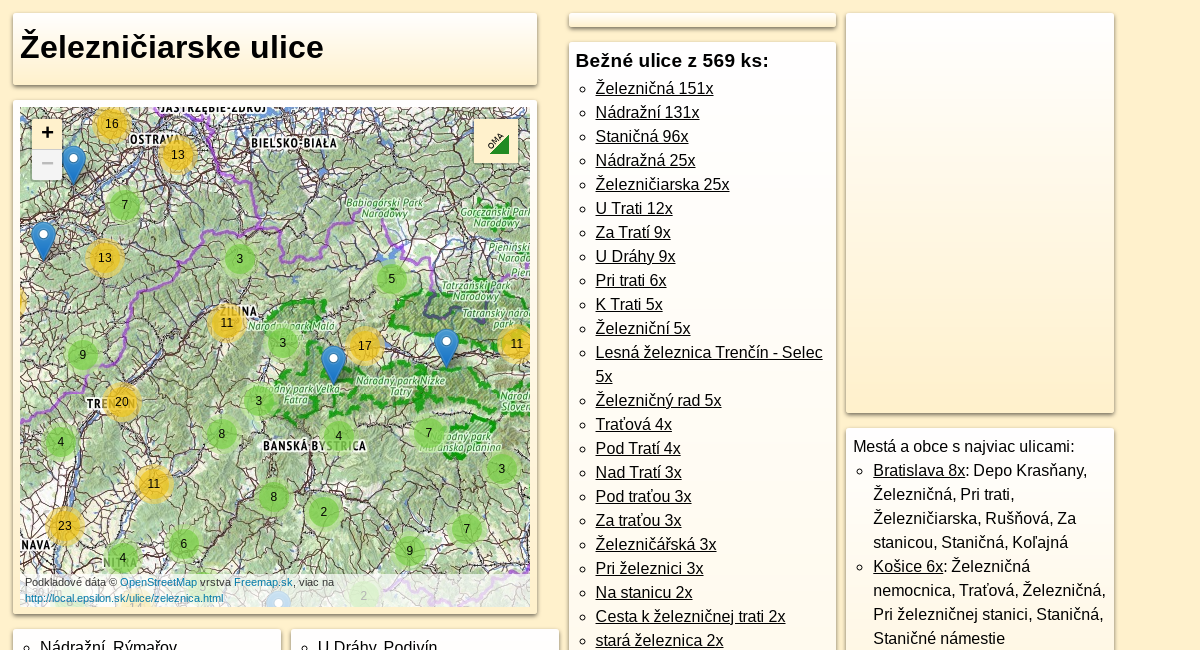 Železničiarske ulice - ε epsilon